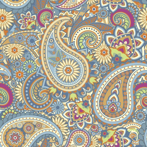 Blooming flowers and leaves paisley seamless Vector Image