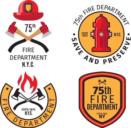 Firefighter id badge design template Royalty Free Vector