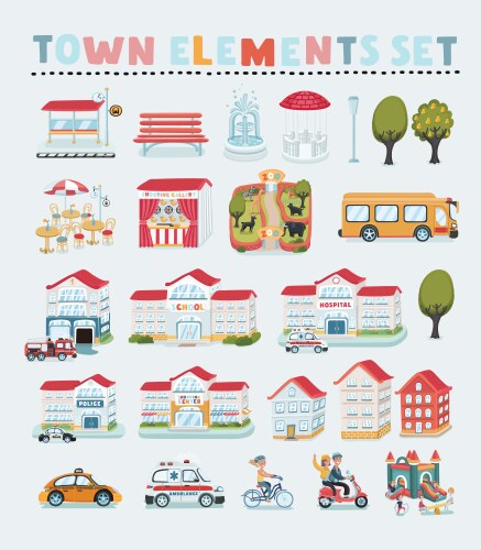 Kids city map transport and road Royalty Free Vector Image