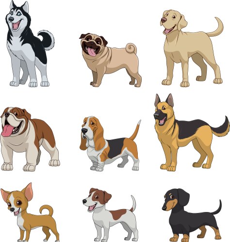 Set dogs Royalty Free Vector Image - VectorStock