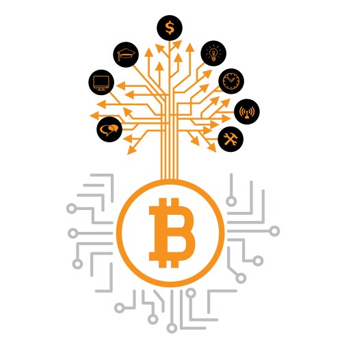 Grow tether crypto tree on cpu computer chip Vector Image