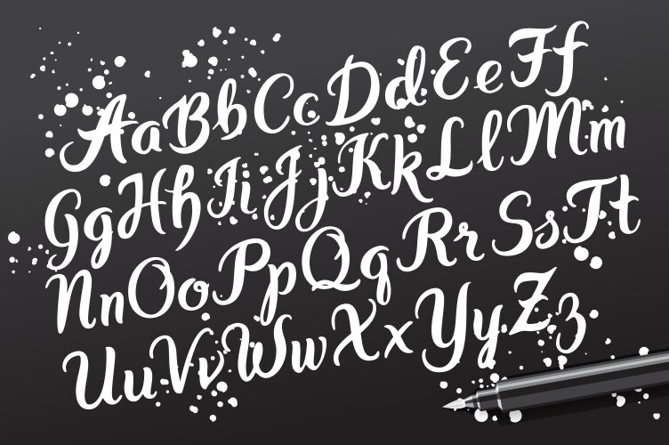 Hand drawn brushpen alphabet letters Royalty Free Vector