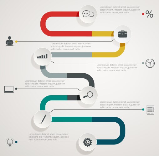 Colorful road infographic timeline with icons Vector Image