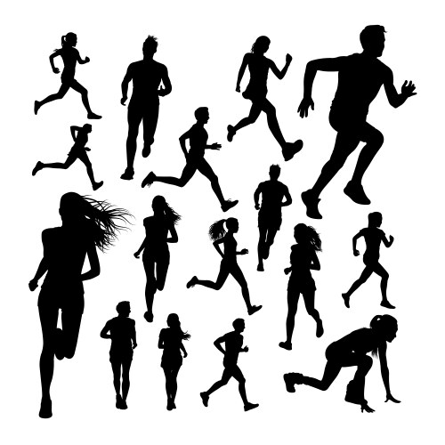 Male and female hiker silhouettes Royalty Free Vector Image