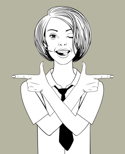 Cute cartoon girl with mischievous emotions Vector Image
