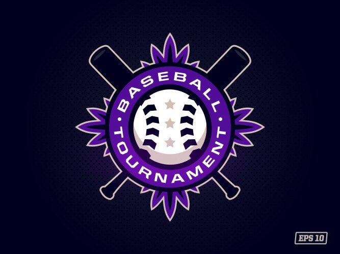 Baseball circular logo with bat modern Royalty Free Vector