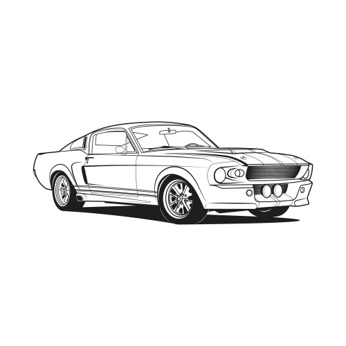 Classic car outline drawing Royalty Free Vector Image