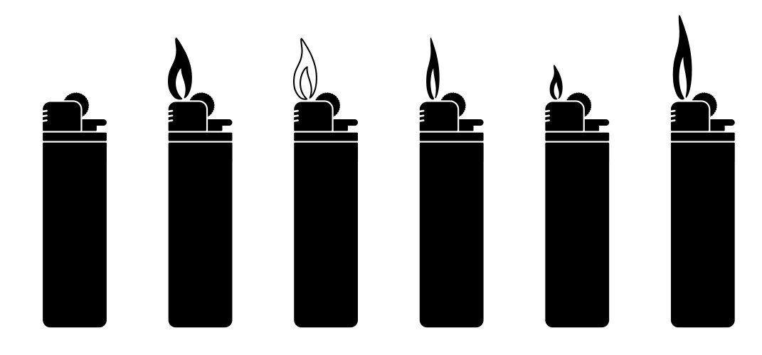 Cigarette lighter icon lighters logo fire symbol Vector Image