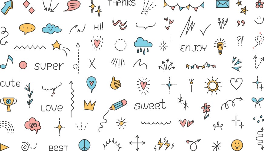 Hand drawn music note musical symbols Royalty Free Vector