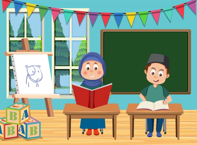 Muslim cartoon characters Royalty Free Vector Image