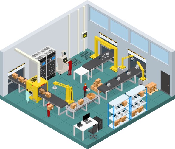 Heavy industry production facility isometric Vector Image