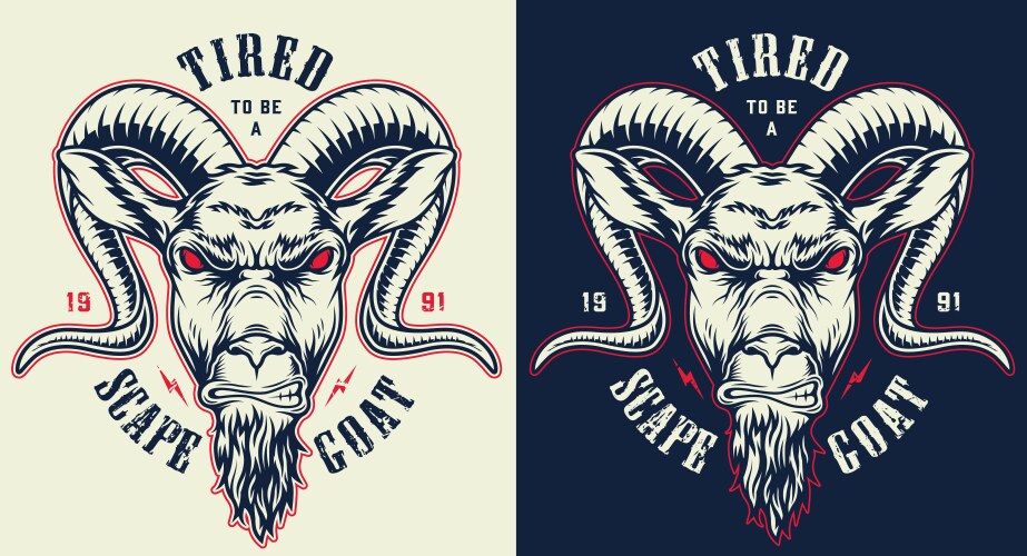 Baphomet demon goat head hand drawn print Vector Image