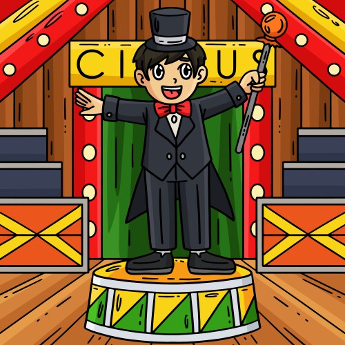 Circus magician with dove cartoon colored clipart Vector Image