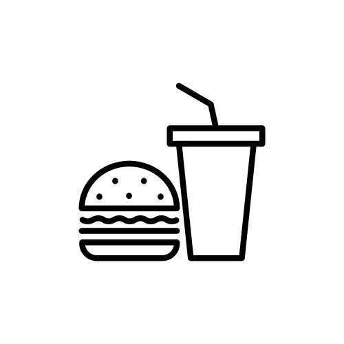 Hamburger soda icon set junk food symbol fast Vector Image