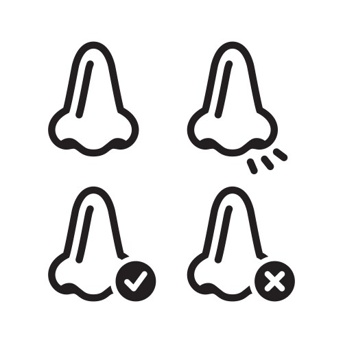 Nose smell black and blue icons set Royalty Free Vector