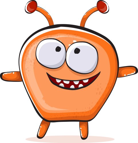 Cartoon funny orange alien monster isolated Vector Image