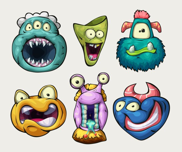 Black monster silhouette set cute cartoon scary Vector Image