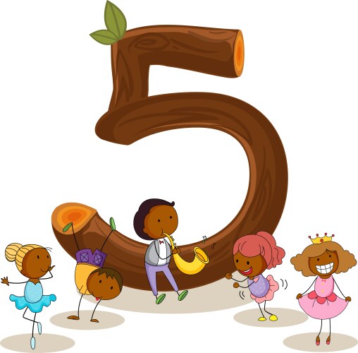 Five orange glossy bright number kids font Vector Image