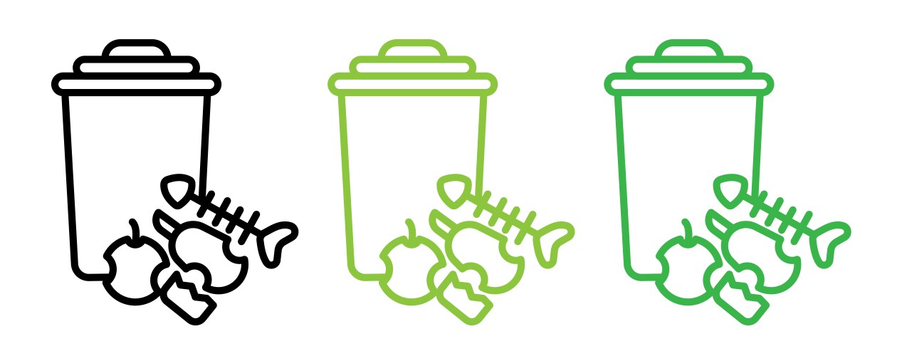 Food waste icon set trash symbol Royalty Free Vector Image