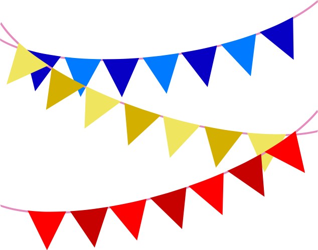 Streamer flag pennants blue yellow design Vector Image