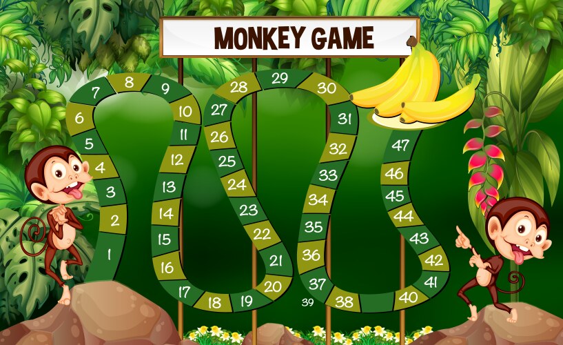 Game template for jungle adventure with many Vector Image