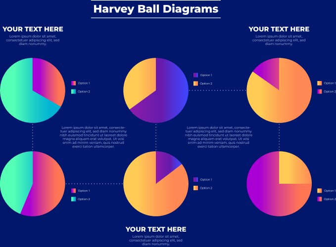 Gradient harvey ball diagrams - infographic Vector Image