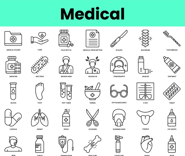 Set of hospital icons linear style icon bundle Vector Image