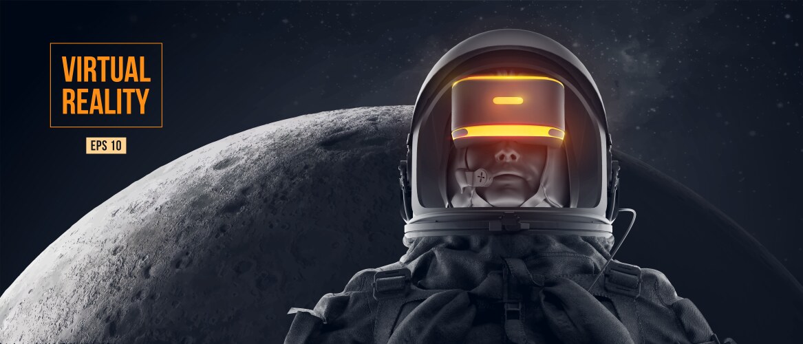 Vr headset astronaut with virtual reality glasses Vector Image