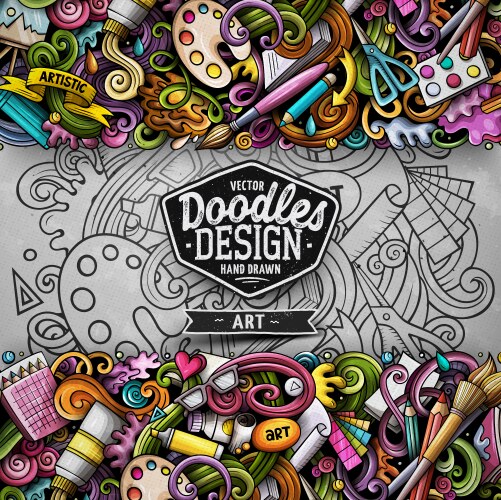 Cartoon doodles art and design Royalty Free Vector Image