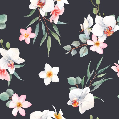Floral orchid pattern Royalty Free Vector Image