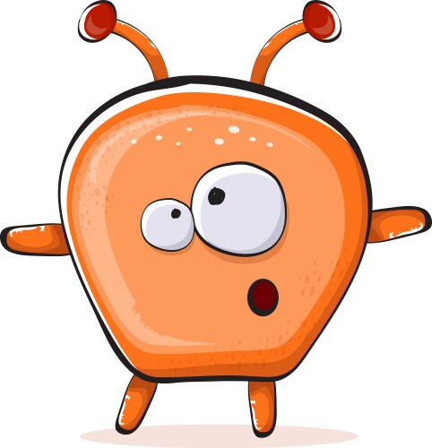 Cartoon funny orange alien monster isolated Vector Image