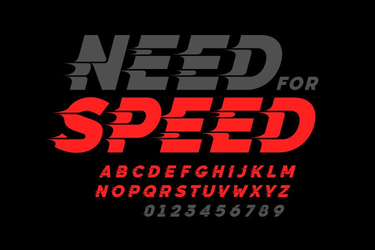 Speed letters set red race font italic bold Vector Image