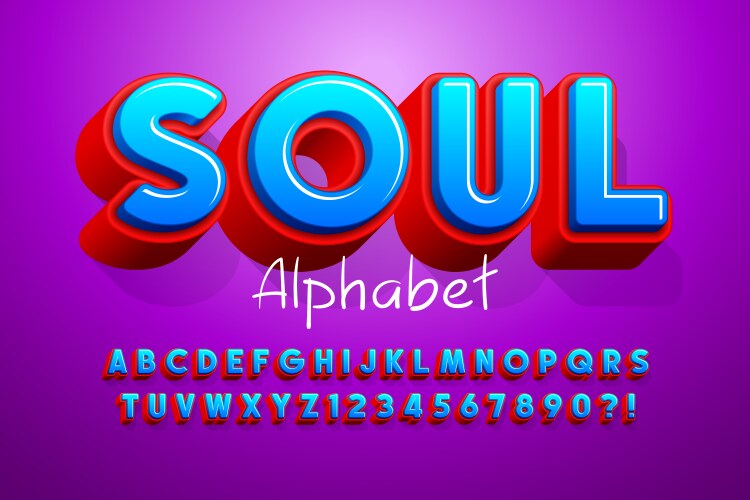 Colorful 3d display font design alphabet letters Vector Image