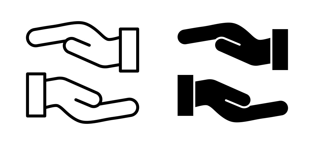 Forgiveness icon set giving promise hands symbol Vector Image