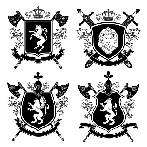 Heraldic design with coat of arms griffin lion Vector Image