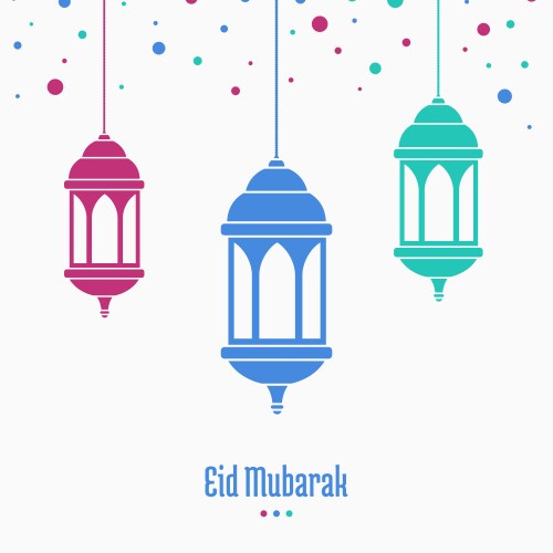 Happy eid festival golden lamps background Vector Image