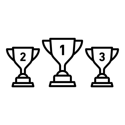 First second third prize trophy cup icon black Vector Image