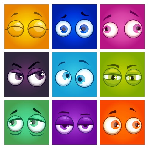 Funny colorful square faces set Royalty Free Vector Image