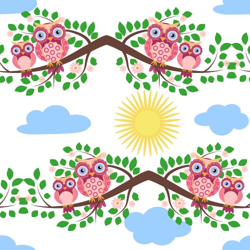 Seamless colorful owl pattern for children Vector Image