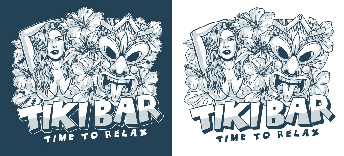 Exotic tiki bar poster colorful Royalty Free Vector Image