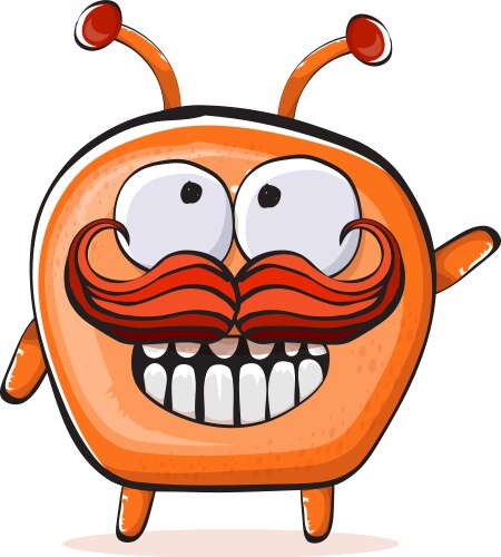Cartoon funny orange alien monster isolated Vector Image