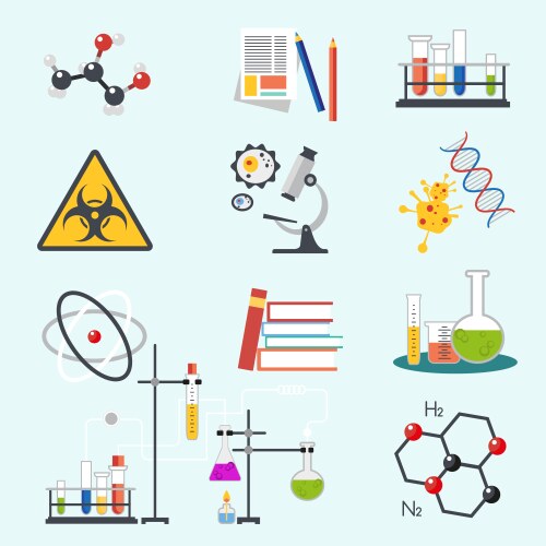 Set colorful of chemical laboratory equipment Vector Image
