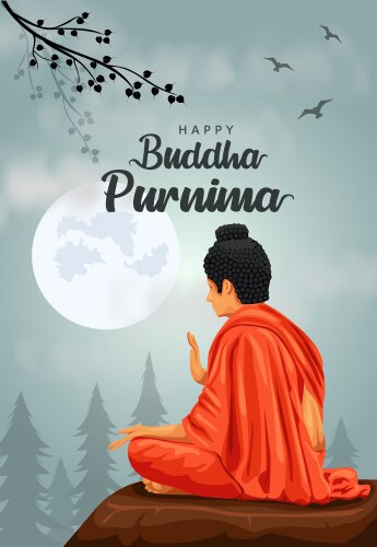 Happy vesak day buddha purnima wishes greetings Vector Image