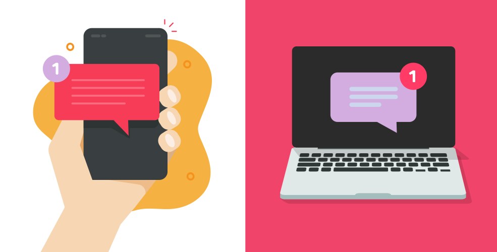 New chat text message notice on mobile phone Vector Image