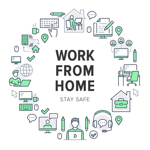 Stick figure working from home Royalty Free Vector Image