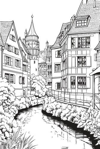 Colmar coloring page Royalty Free Vector Image