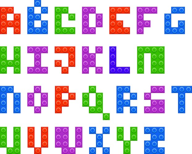 Lego font image Royalty Free Vector Image - VectorStock