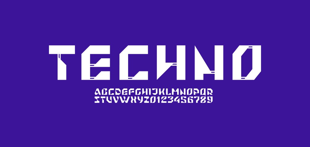 Technology science font digital cyber alphabet Vector Image