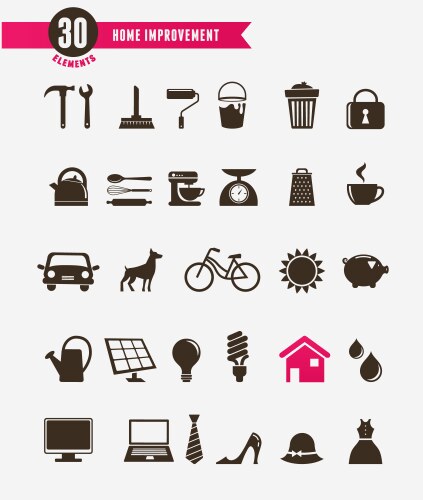 Black icon set Royalty Free Vector Image - VectorStock
