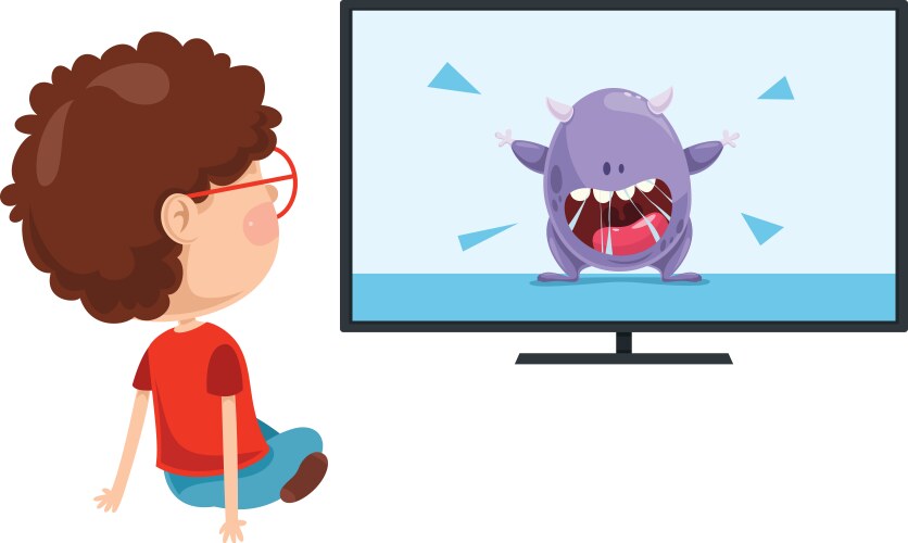 Kids watching cartoons isolated cartoon Royalty Free Vector